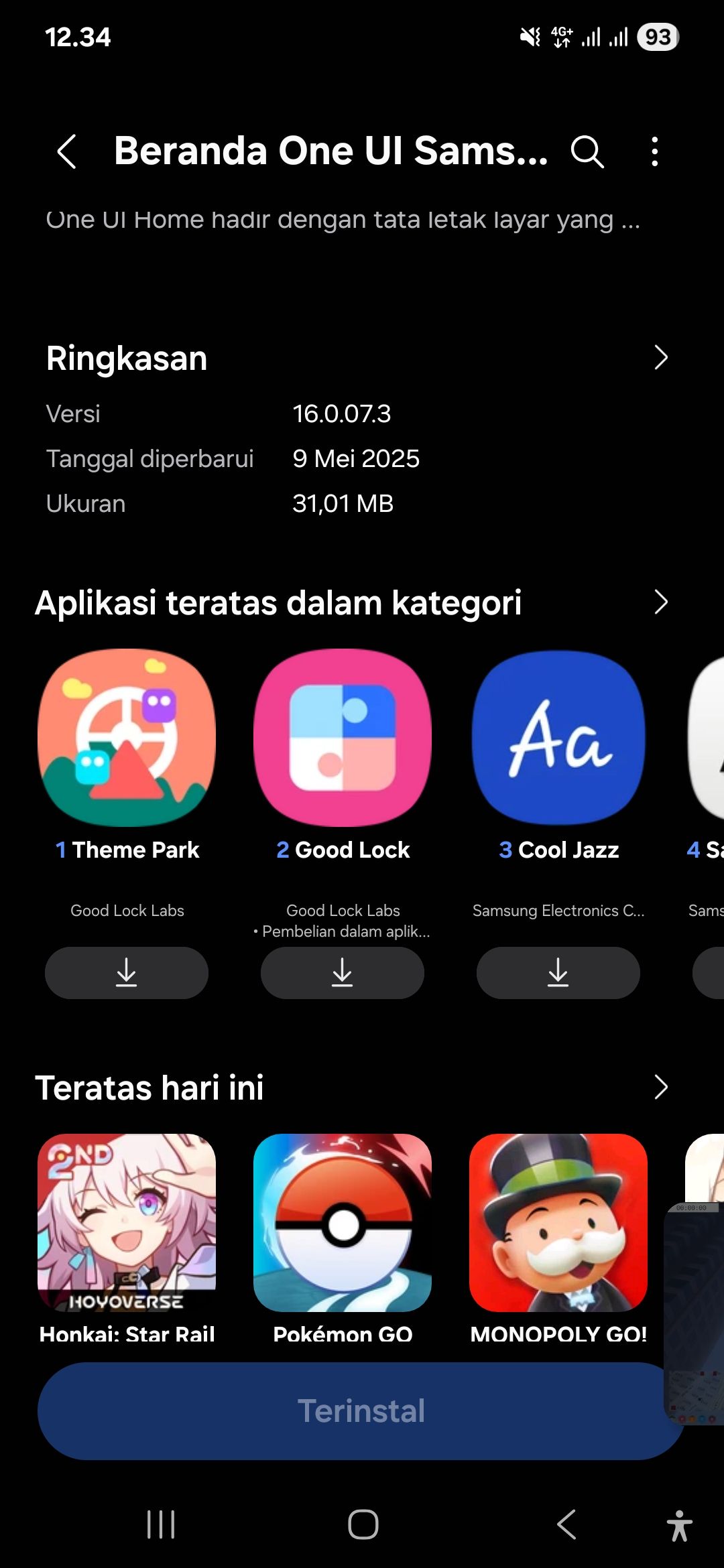 Update aplikasi Beranda One UI di S25 - Samsung Members