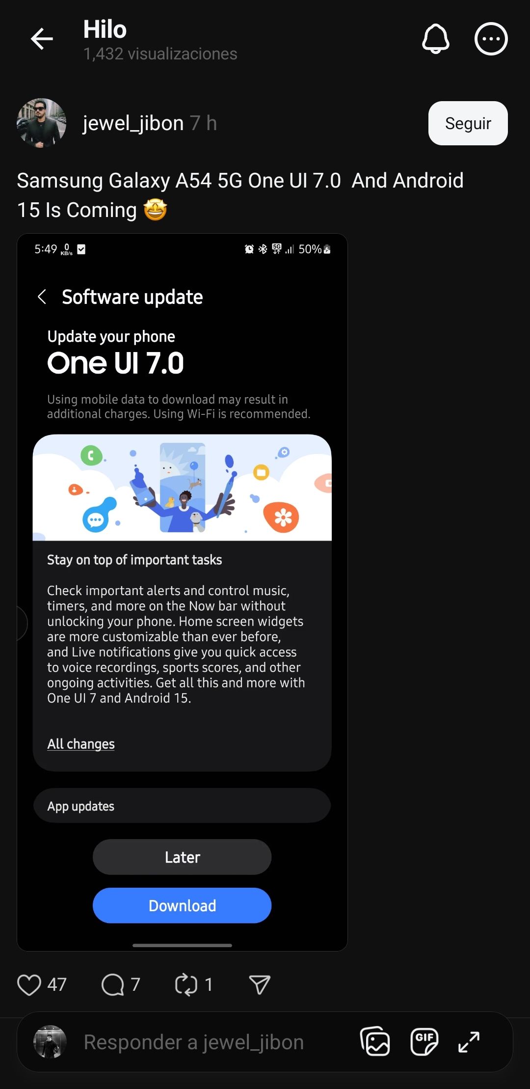 One UI 7 en los A54 - Samsung Members