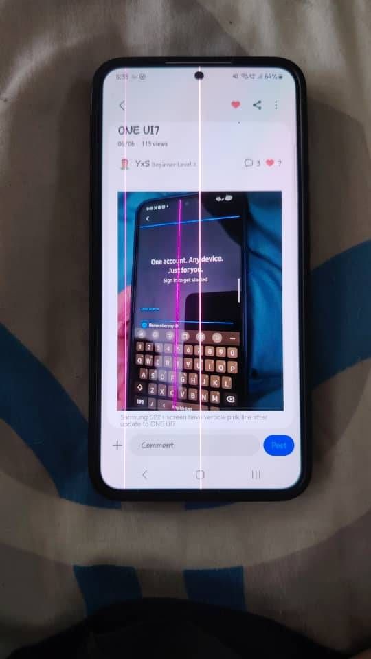 S22+ Screen line after update ONE UI7 - Samsung Members