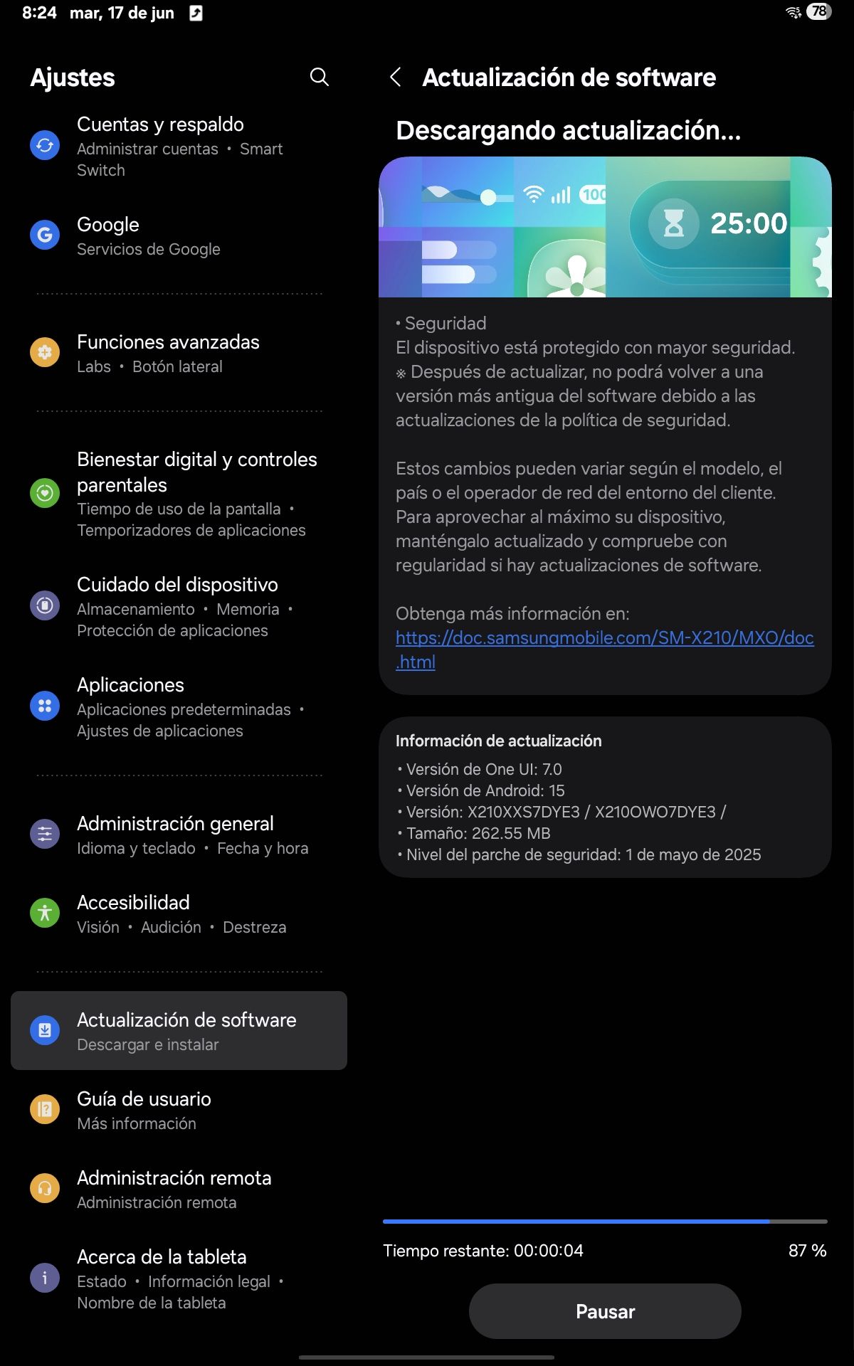 Parche de seguridad de mayo en Tab A9 Plus - Samsung Members