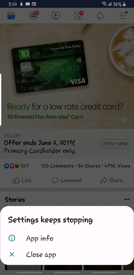 settings keep stopping - Samsung Members