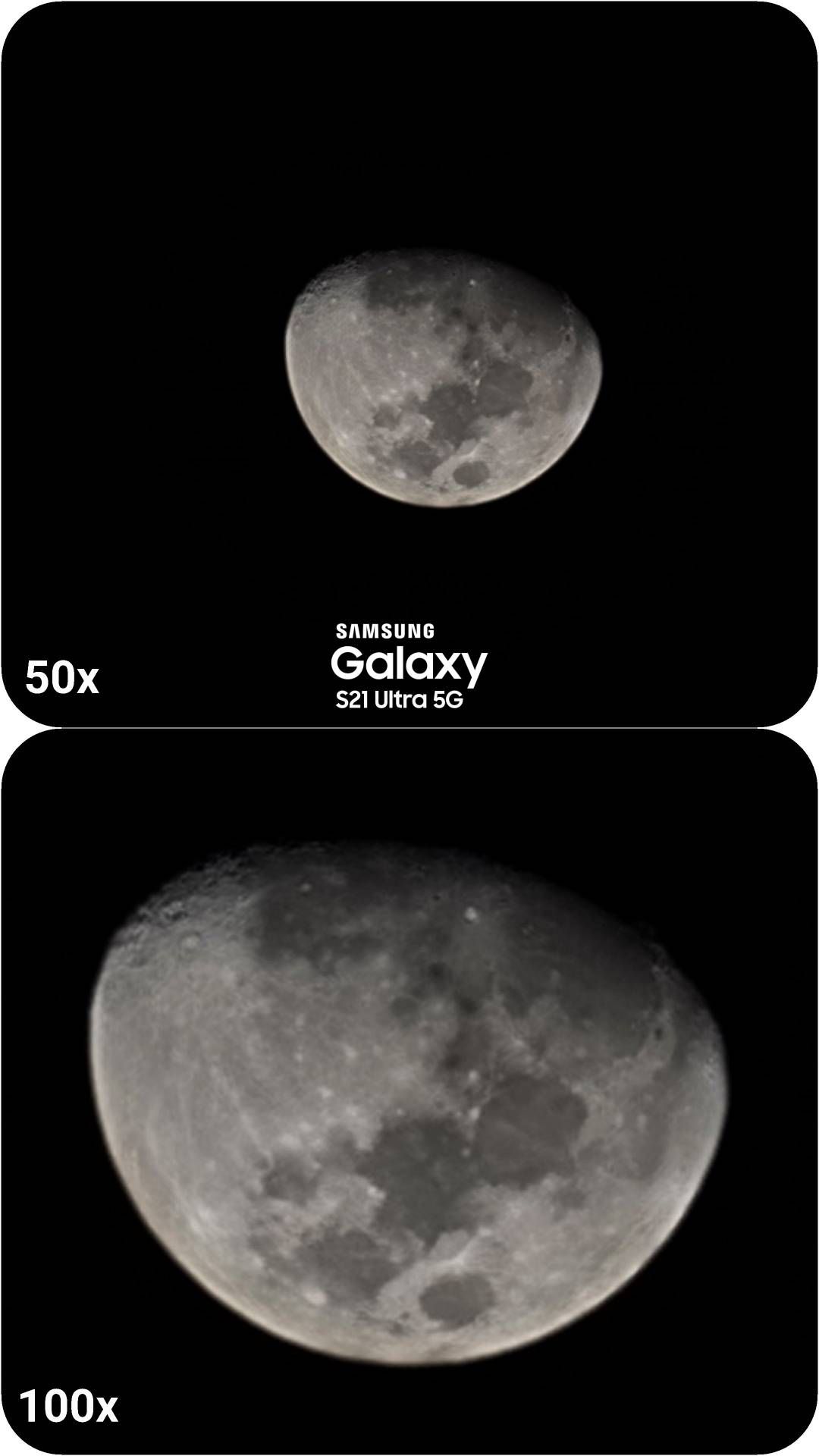 Today's moon. 50x 100x Zoom S21 Ultra 5G - Samsung Members
