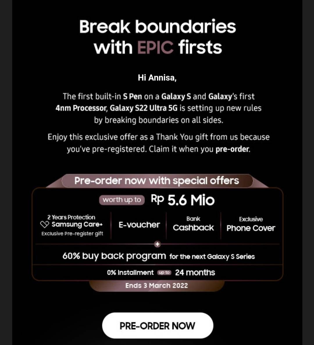 Promo Handraiser for S22 PreOrder - Samsung Members