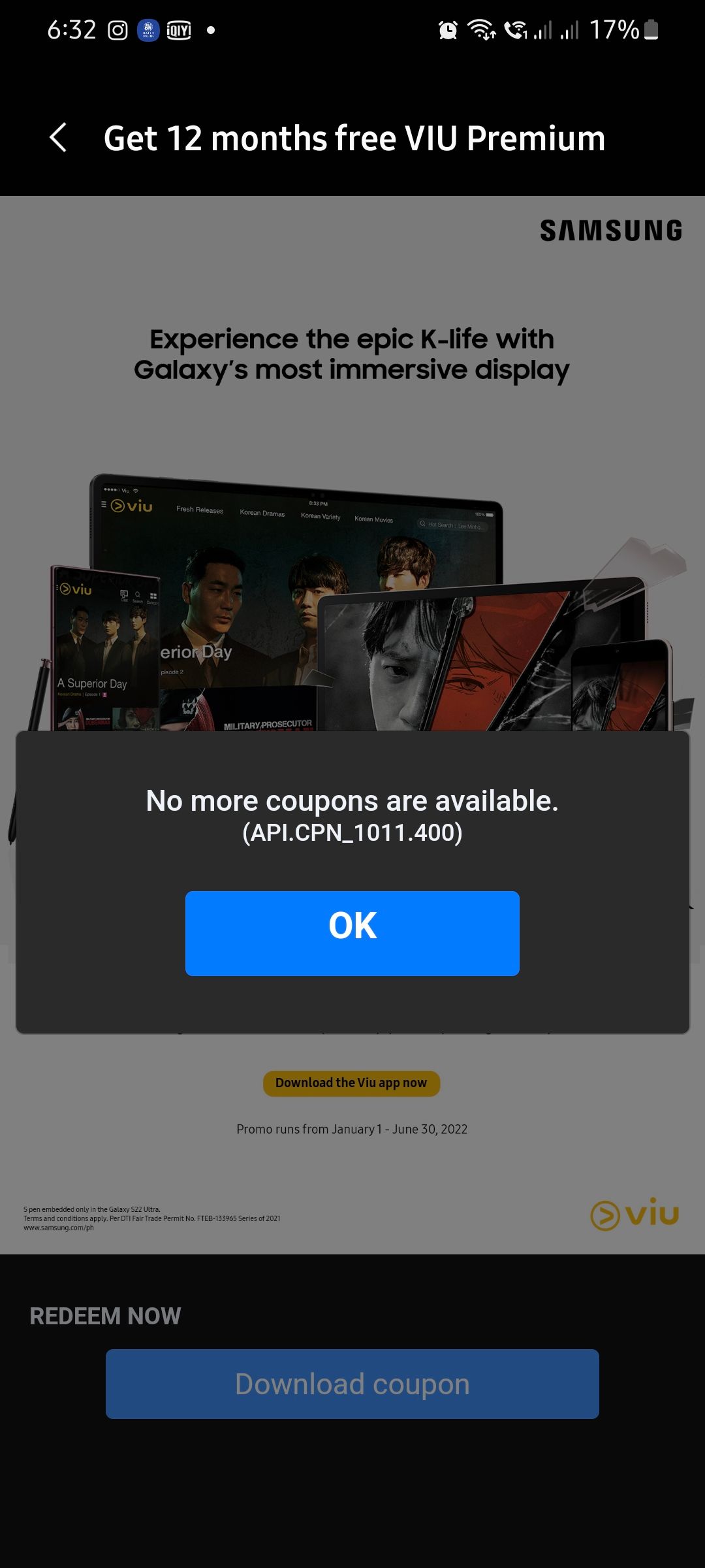 VIU Code - Samsung Members