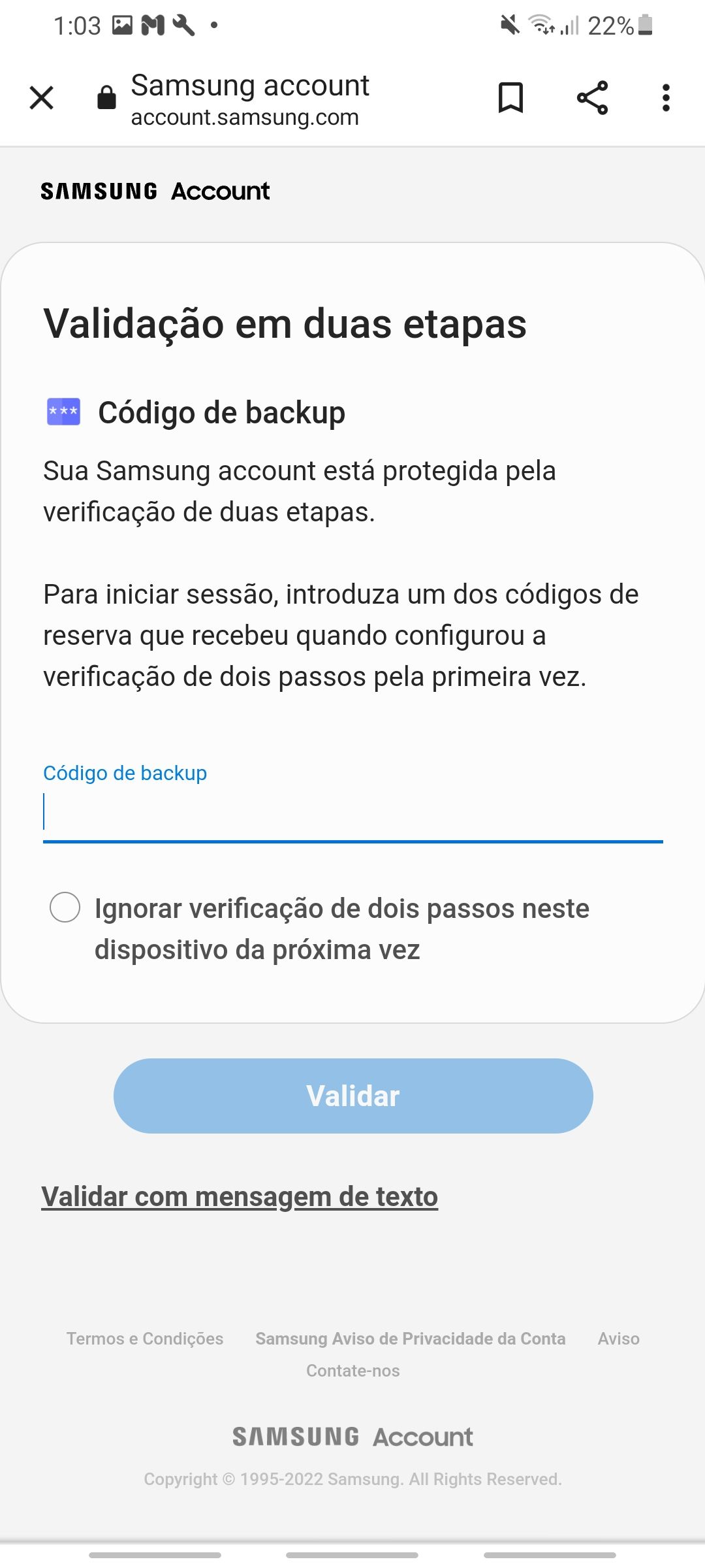 onde encontro o "código de backup" da conta samsun... - Samsung Members