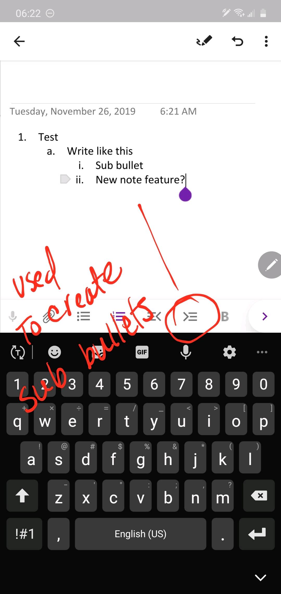 Samsung Notes Sub Bullet Feature - Samsung Members