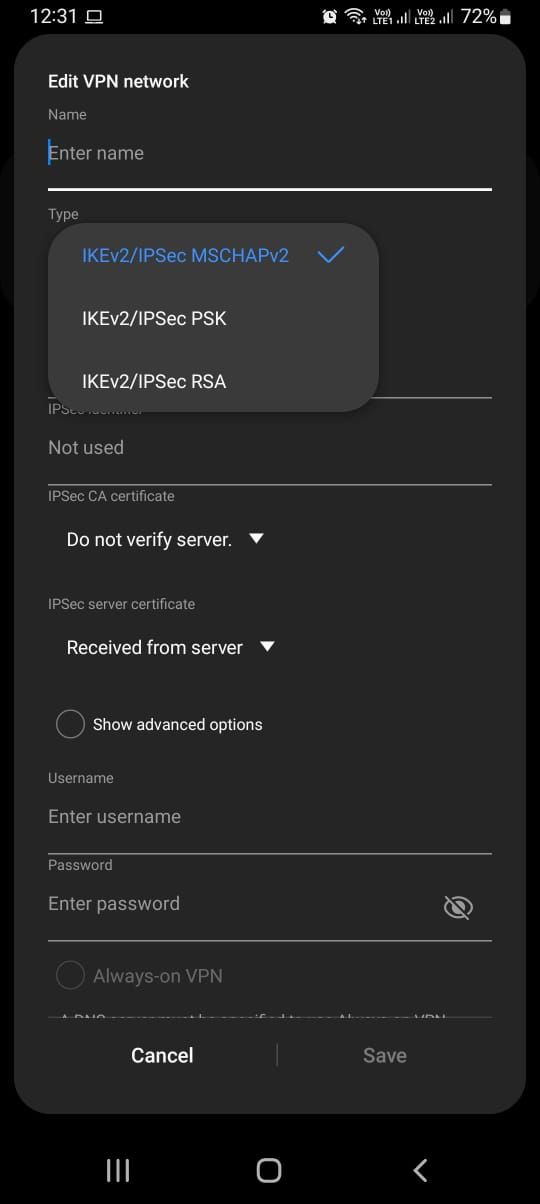 is the L2tp/IPSec vpn feature disabled on the sams... - Samsung Members