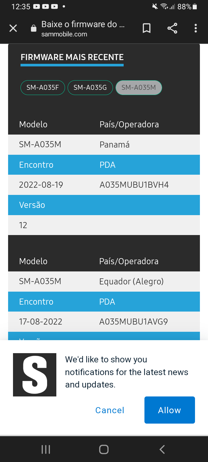 A03 "SM-A035M" versão do BR começando a receber An... - Samsung Members