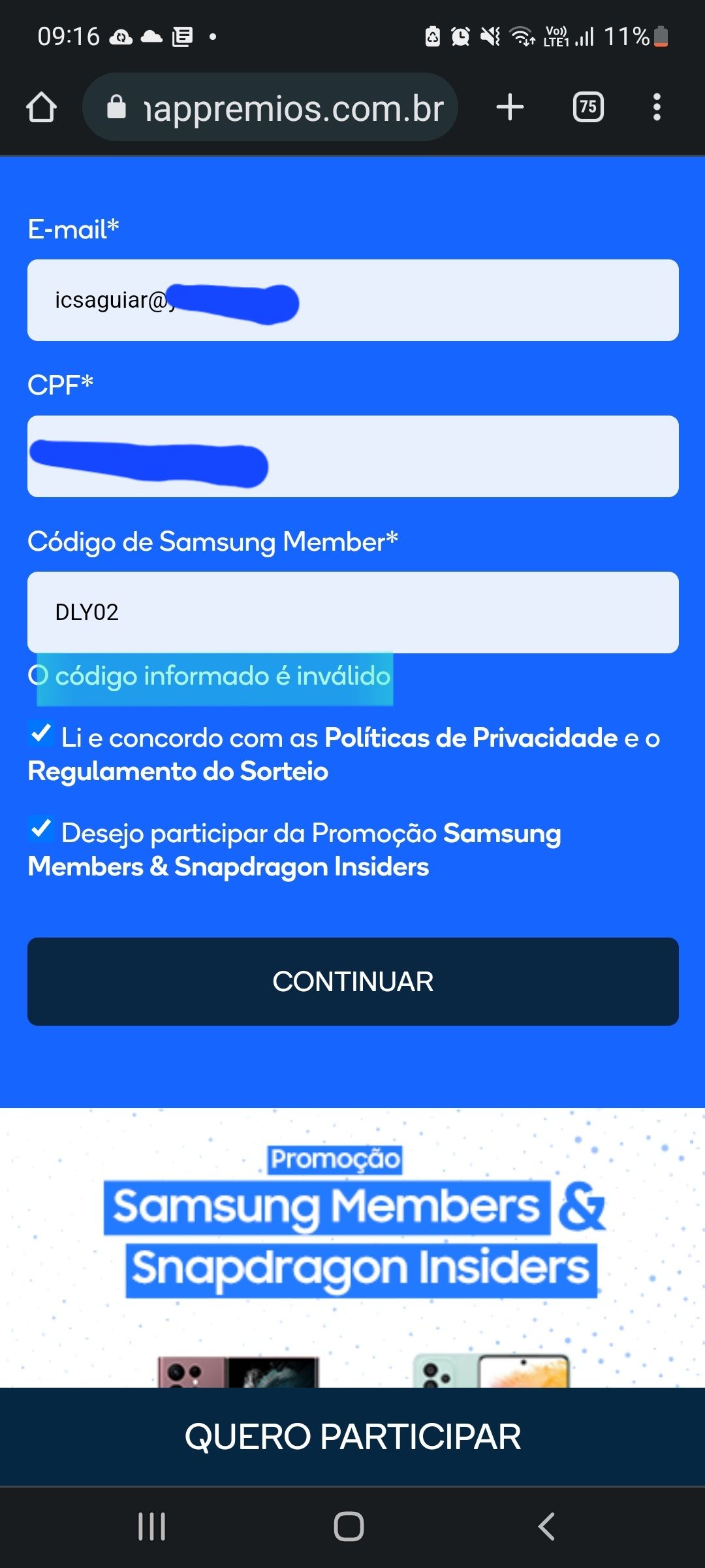 Solucionado: Onde acho meu código samsung menber? - Samsung Members