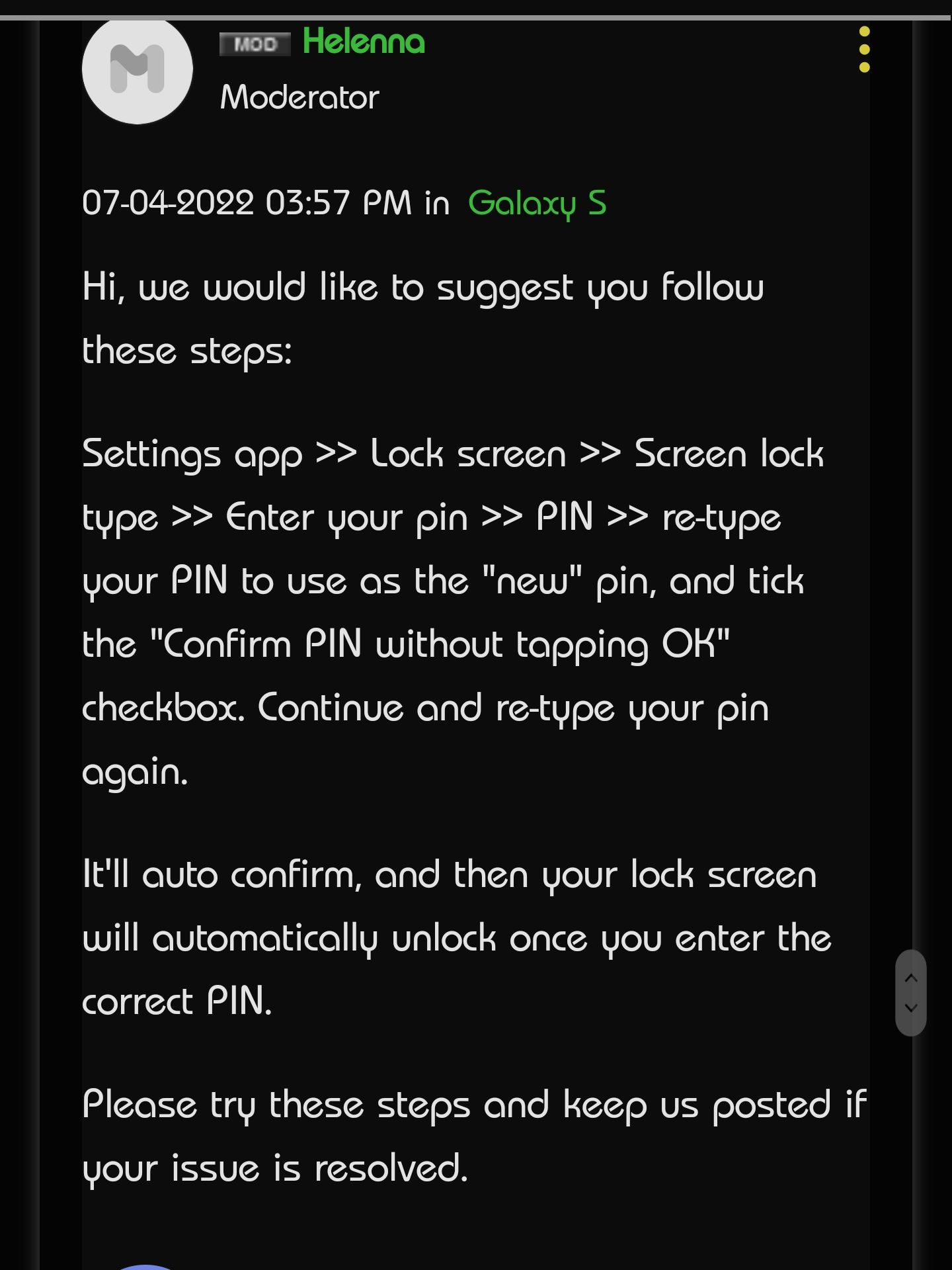 How to remove 'press ok' after entering Pin to unl... - Samsung Members
