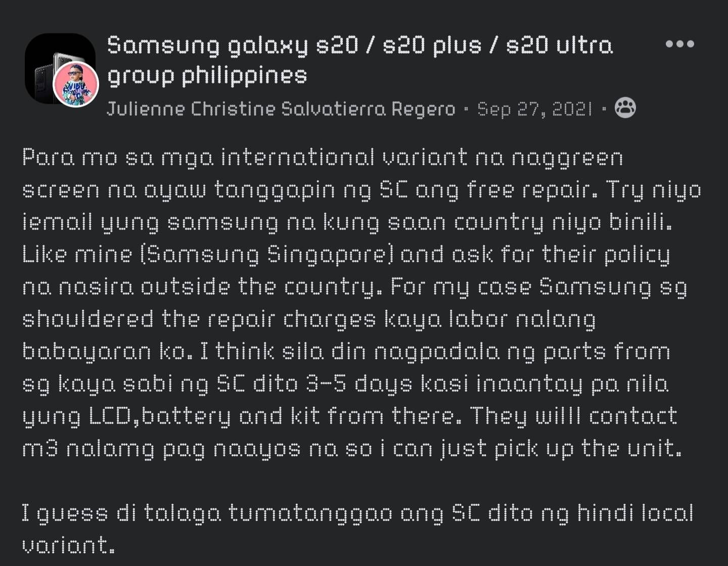 Solved: FOC display for s20 series purchased outside the P... - Samsung ...