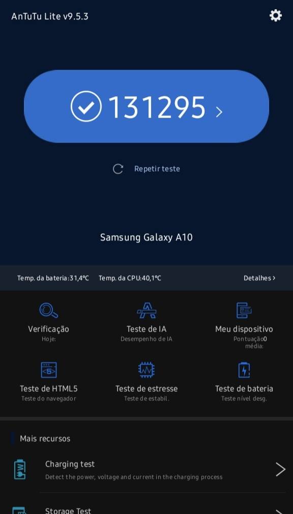 Samsung A10 | Antutu Benchmark (131k) - Samsung Members