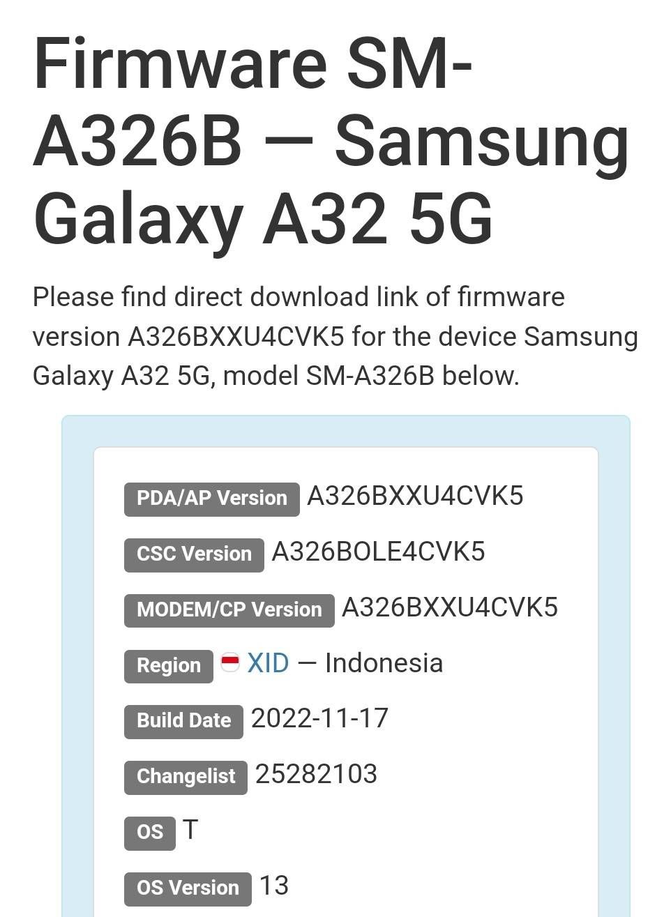 [INGSFO] Update Galaxy A32 5G Indonesia Android 13 - Samsung Members