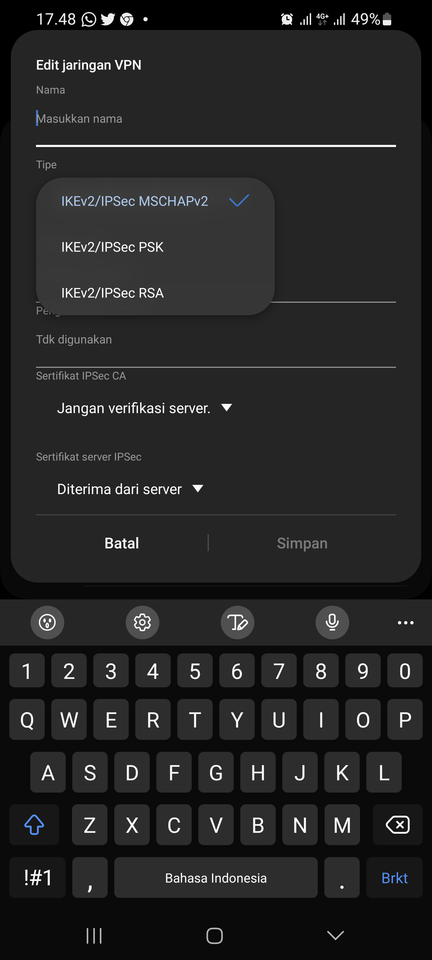 Setting VPN L2TP - Samsung Members