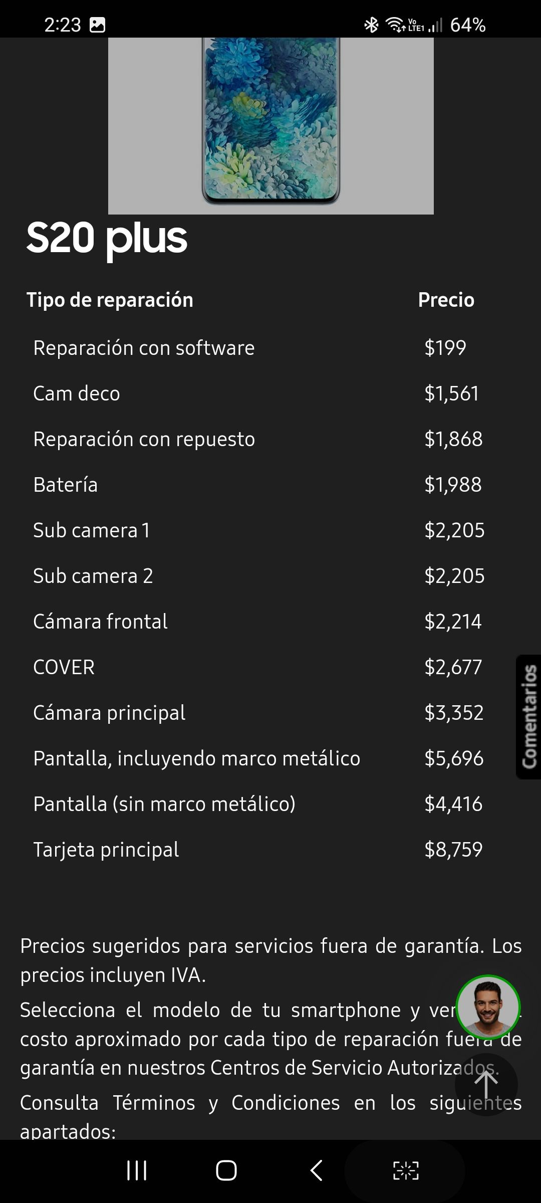 Display roto Galaxy S20+ - Samsung Members