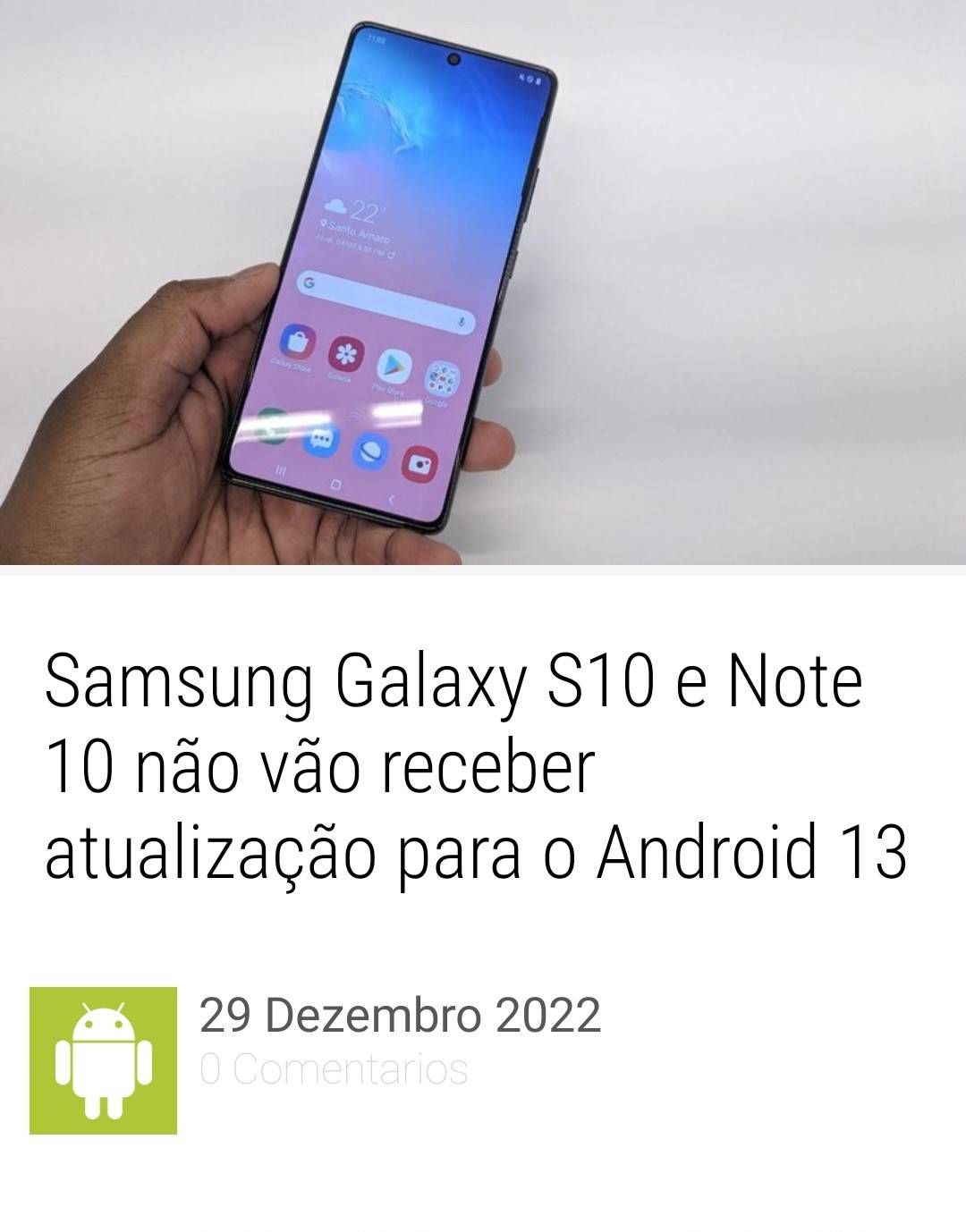 SAMSUNG GALAXY S10 E NOTE 10 SEM ANDROID 13 😭😰 ... - Samsung Members