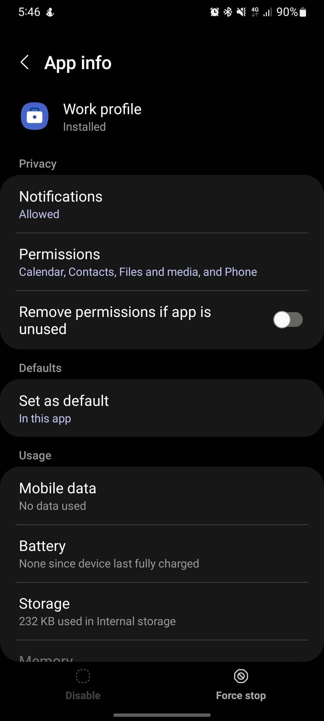 Aplicativo "Perfil de trabalho" - Samsung Members