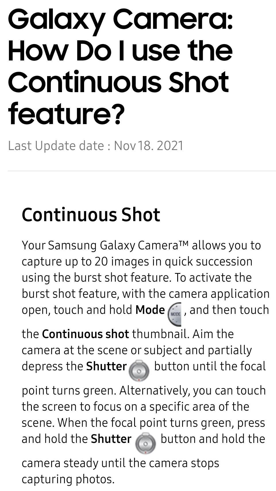 Continuous shot tip - Samsung Members