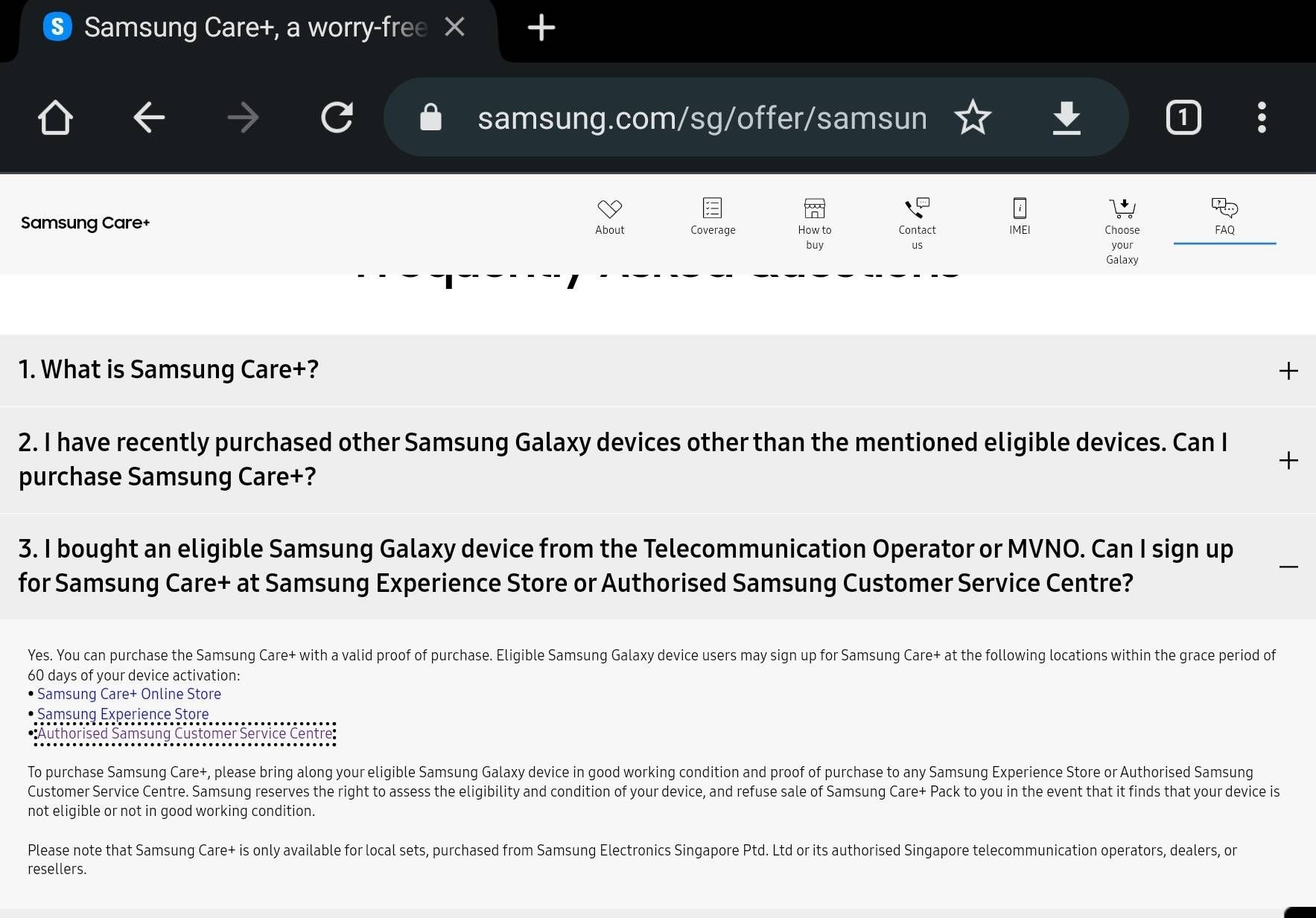 Unable to register for Samsung Care+ - Samsung Members