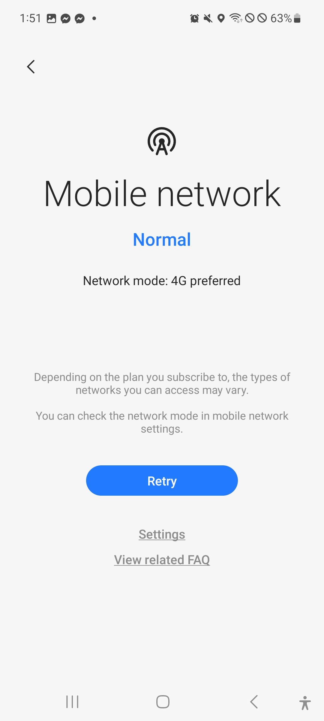 Mobile Network not detected - Samsung Members