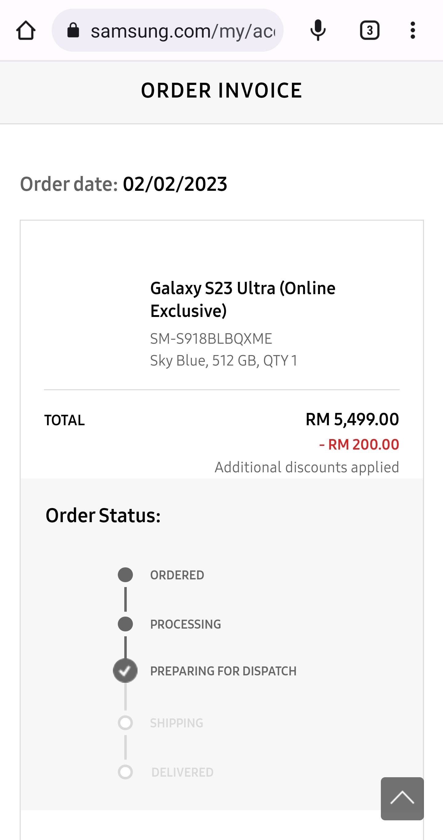 S23 ultra pre-order Preparing for dispatch - Samsung Members