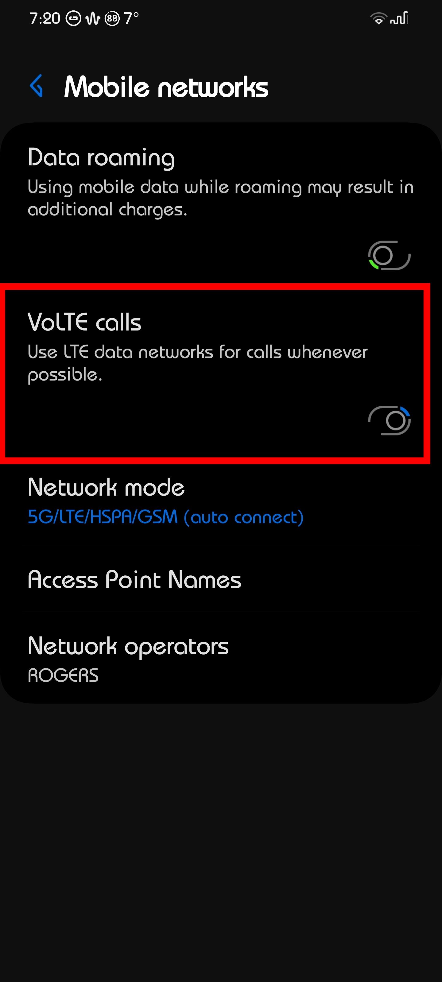 Missing VoLTE toggle - Samsung Members