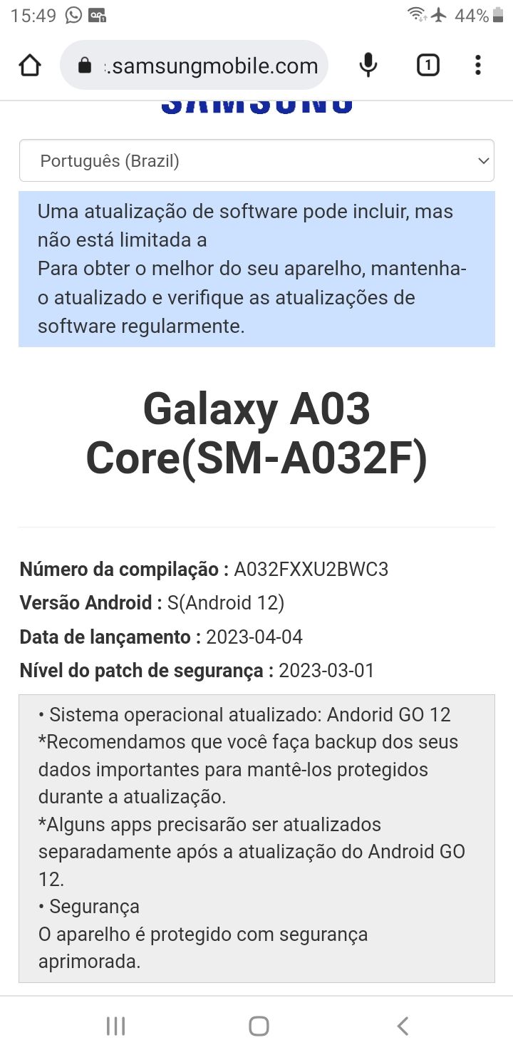 A03 core: Android 12 GO Edition chegando - Samsung Members