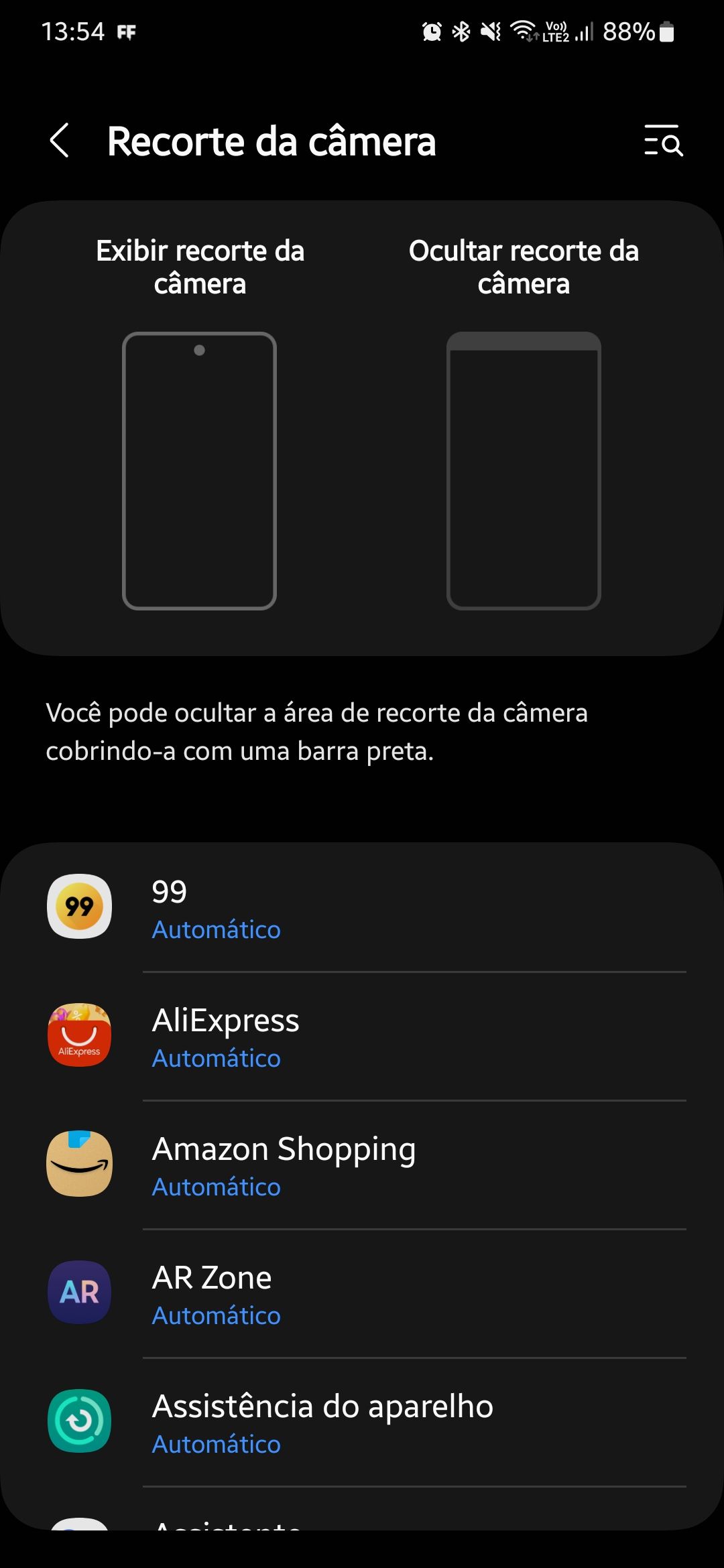 Tela cheia / Recorte de câmera - Samsung Members