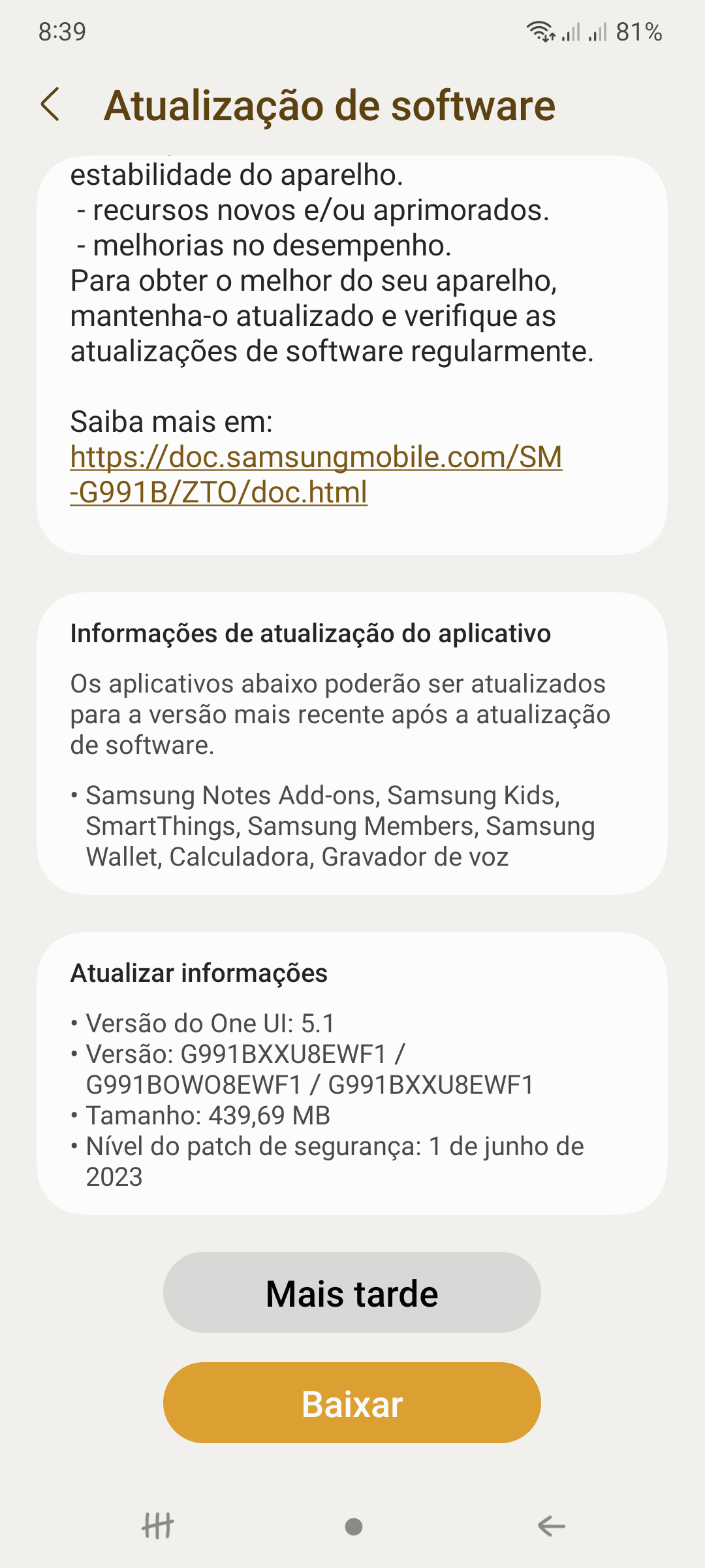 Patch de junho do S21 5G - Samsung Members