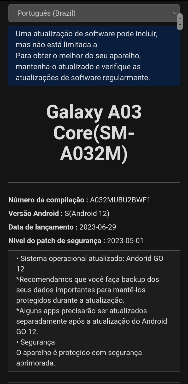 Android 12 GO - Galaxy A03 Core - Samsung Members