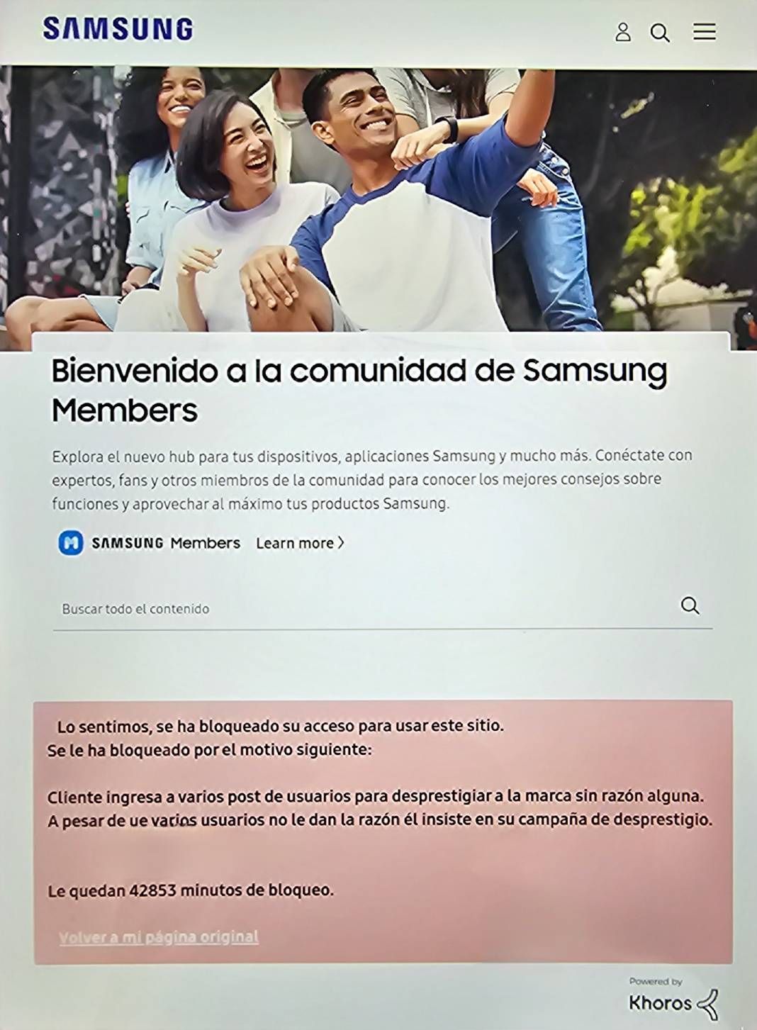 Bloqueado por Samsung (expulsado de Samsung member... - Samsung Members