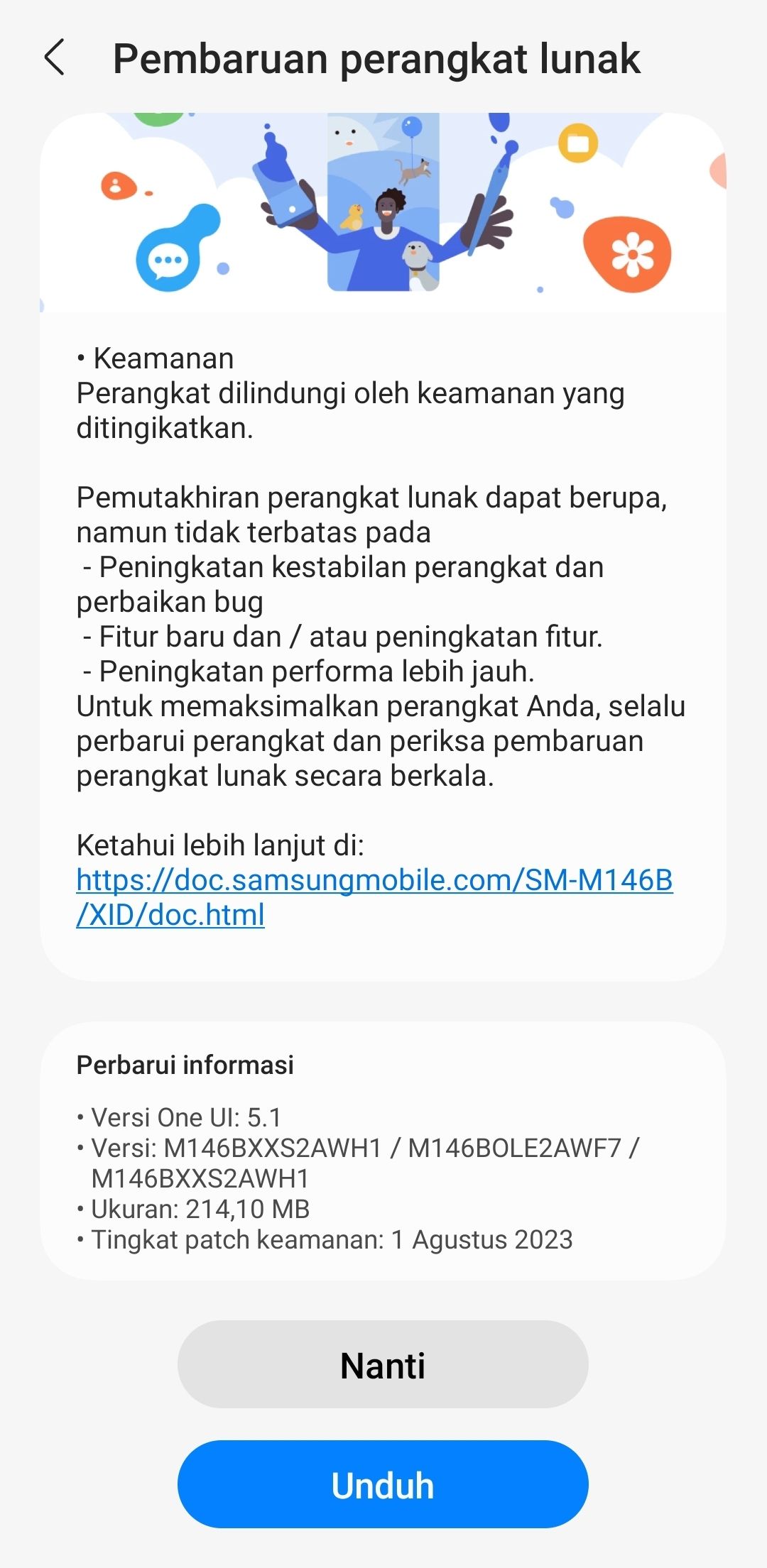 Galaxy M14 5G Security Patch Update 1 Agustus 2023 - Samsung Members