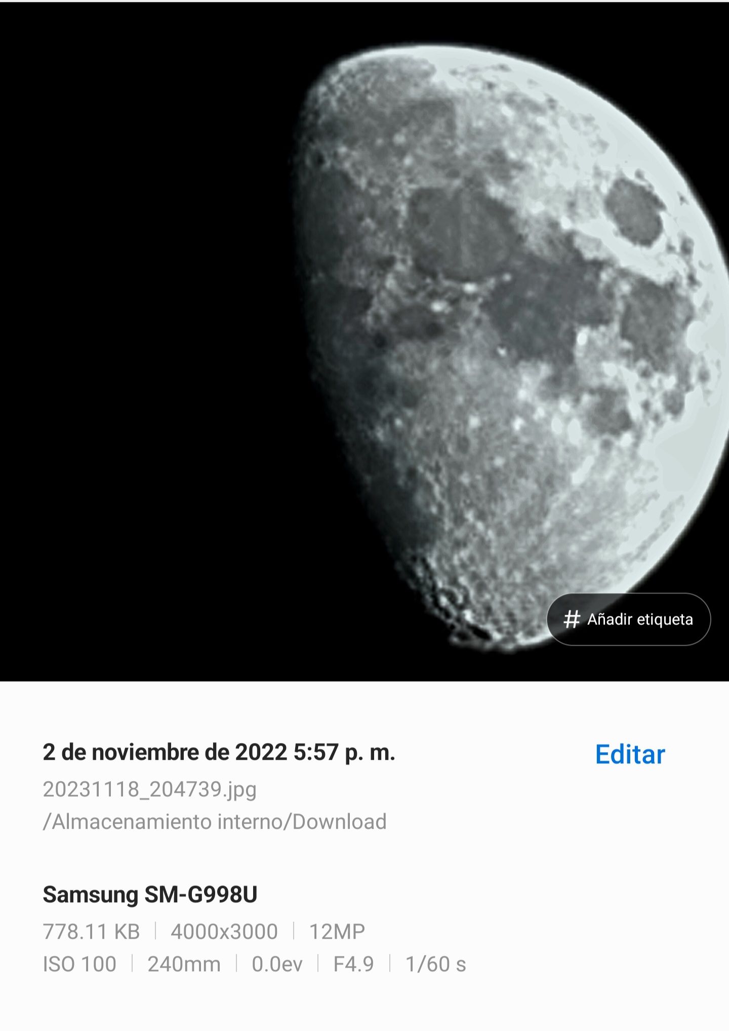 La última foto de la luna con s21 ultra - Samsung Members
