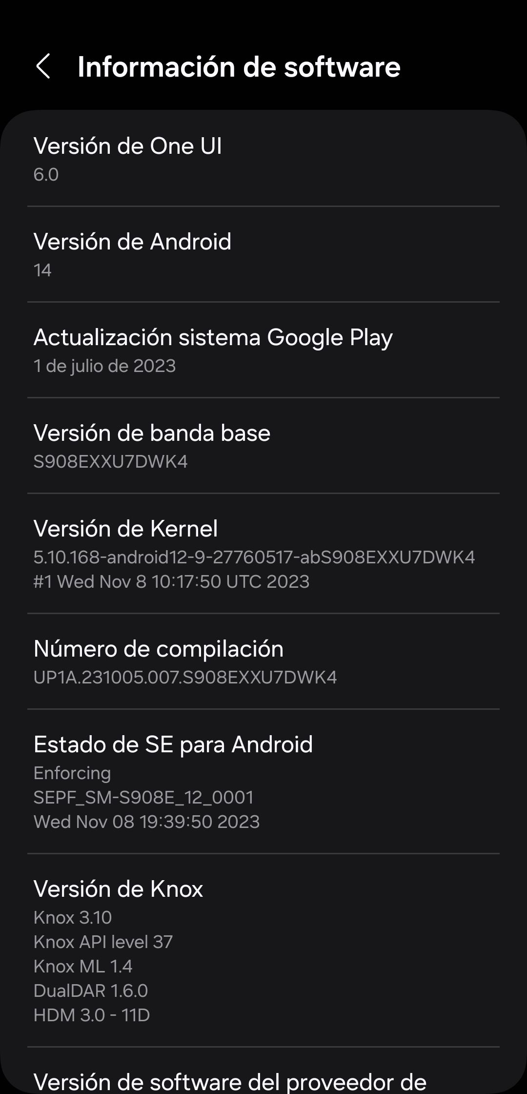 S22 Ultra s908e , ya salió Android 14 - Samsung Members