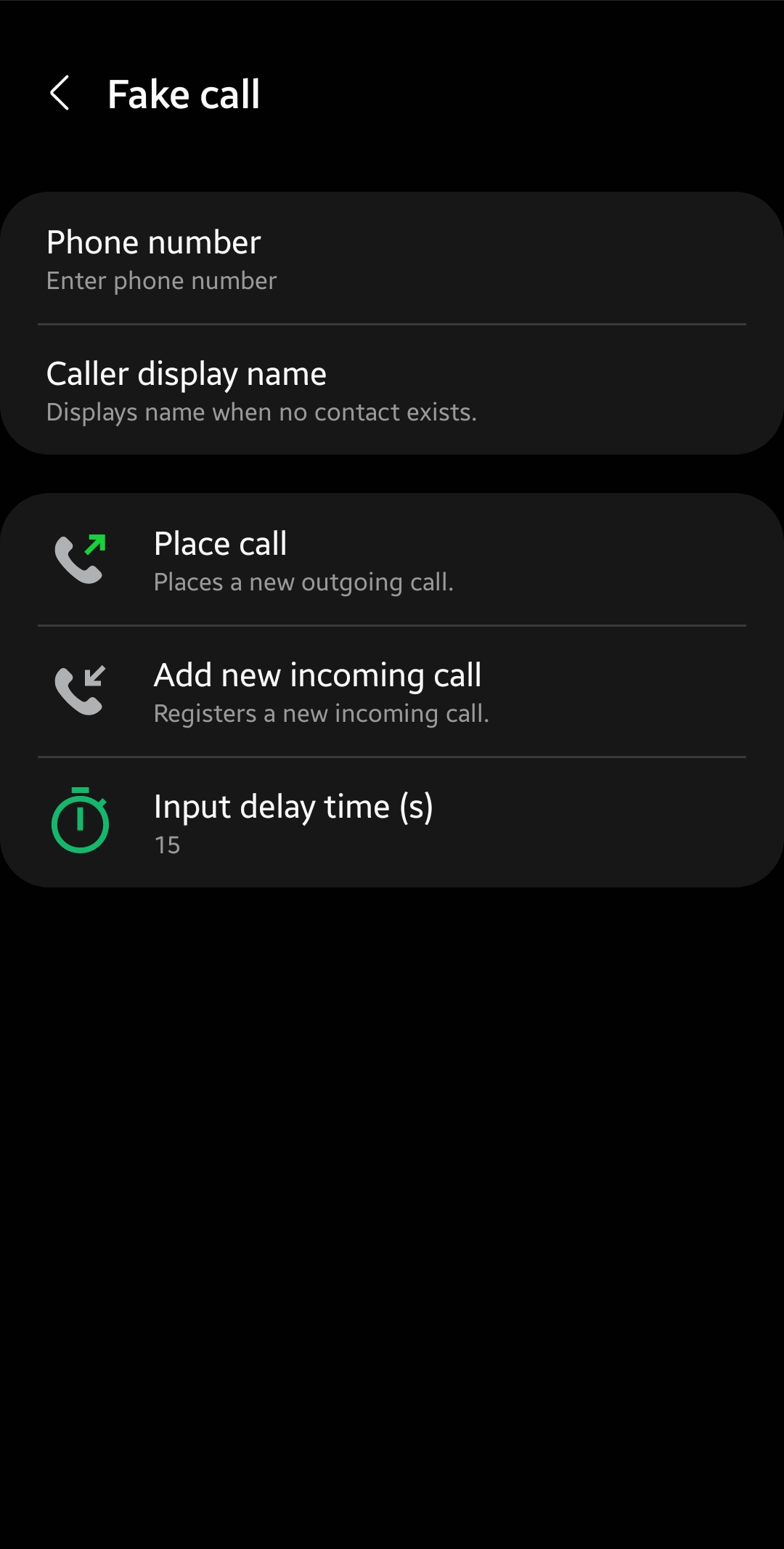 Opción de Llamada Falsa - Samsung Members