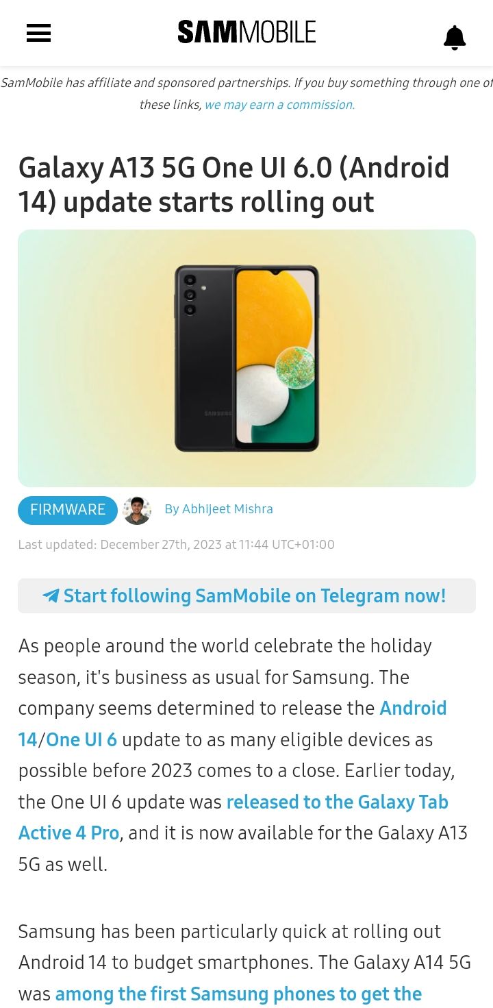 A13 5G rolling out Android 14 Ui 6.0 - Samsung Members