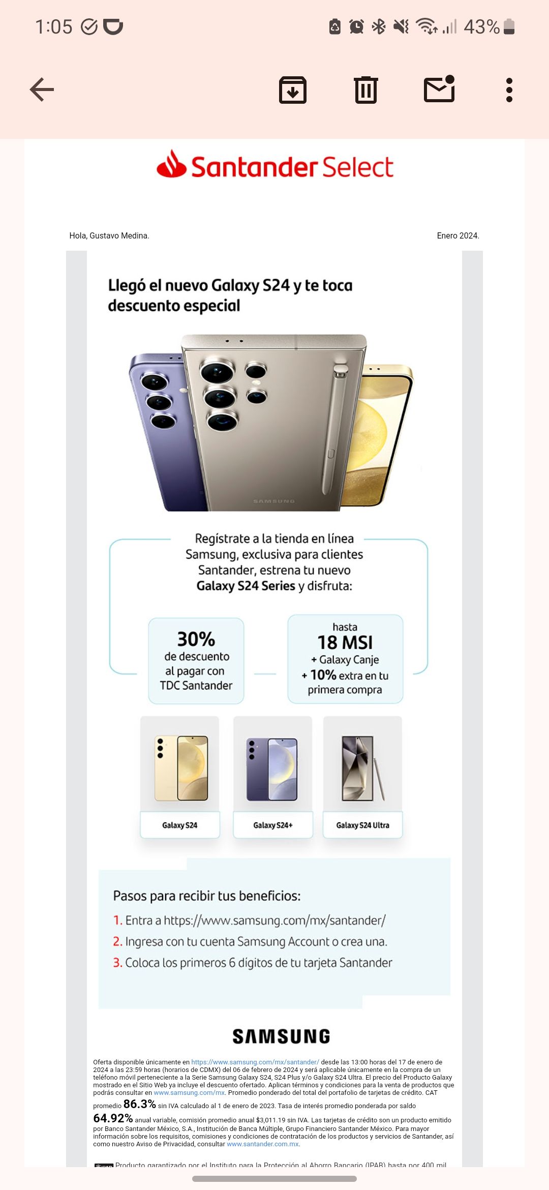 Preventa Santander - Mail Oficial - Samsung Members