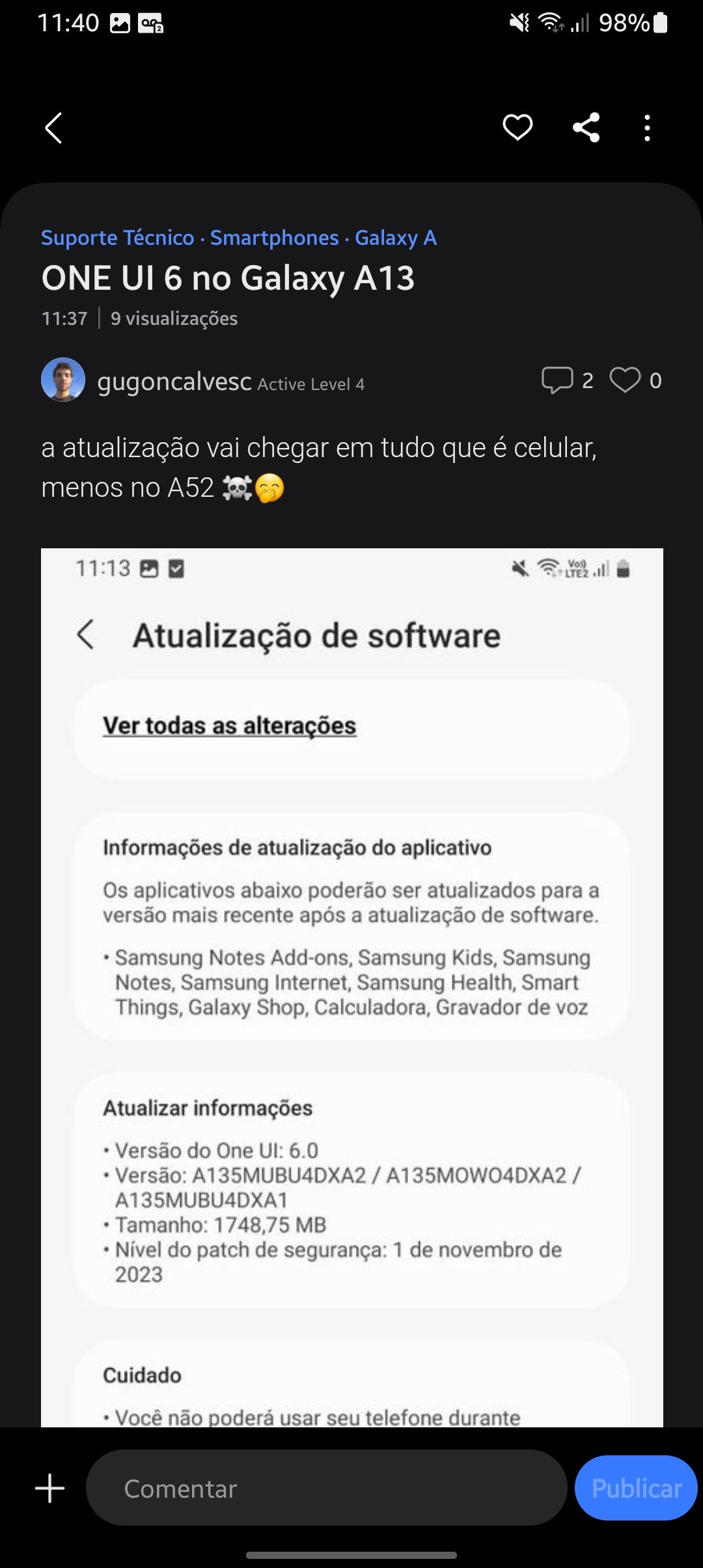 A13 4G !!!! ONE UI 6.0 - Samsung Members