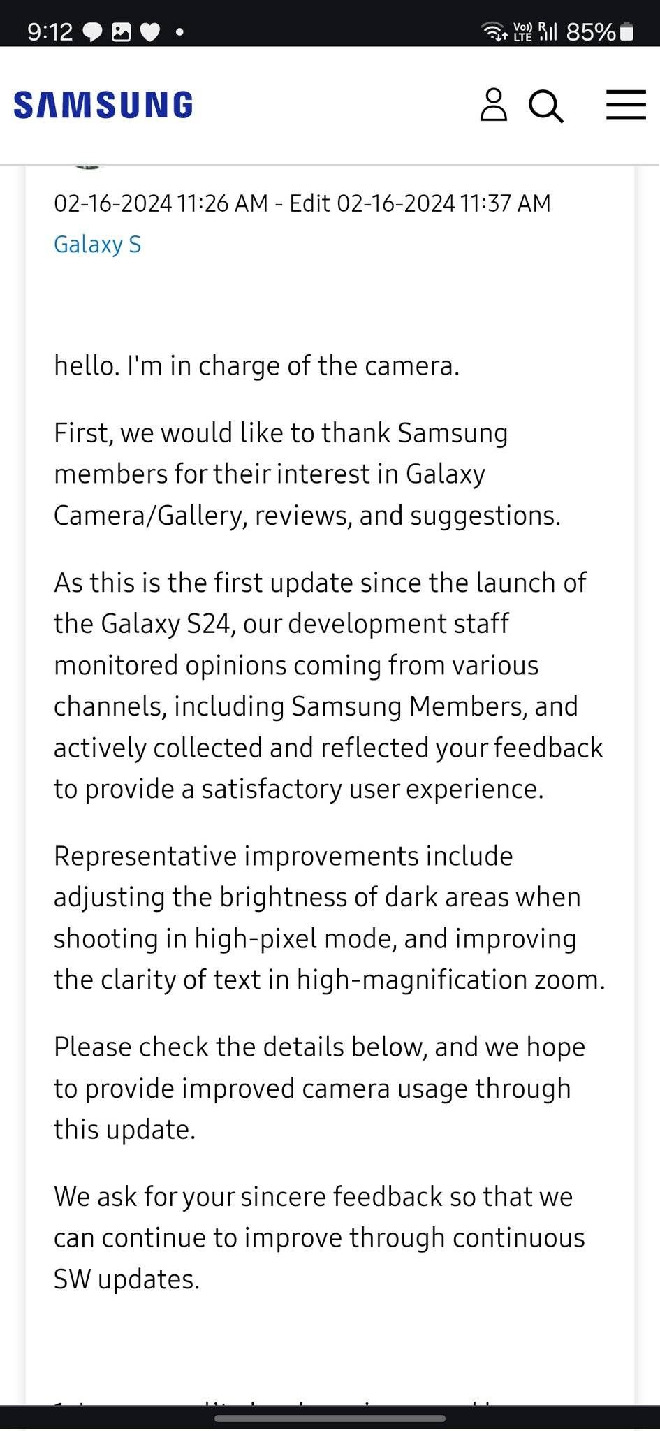 S24 Software Update News - Samsung Members