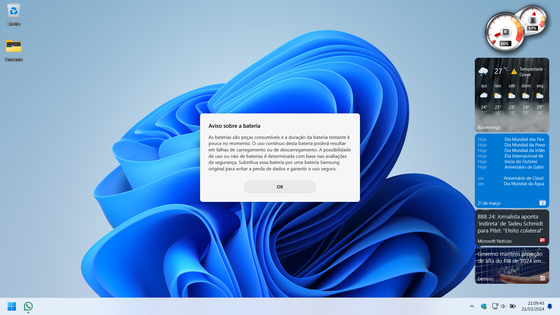 Galaxy Book2: Alerta de substituição da bateria ap... - Samsung Members