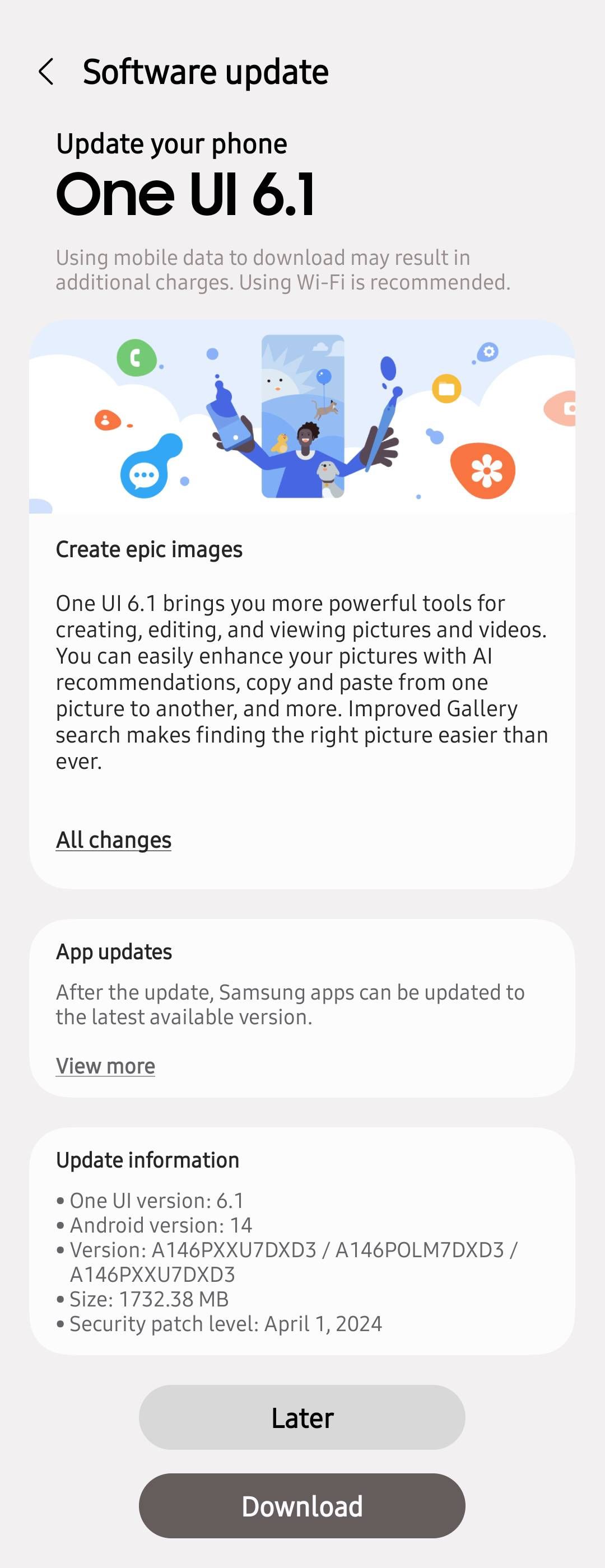 A14 5G ONE UI 6.1 UPDATE - Samsung Members