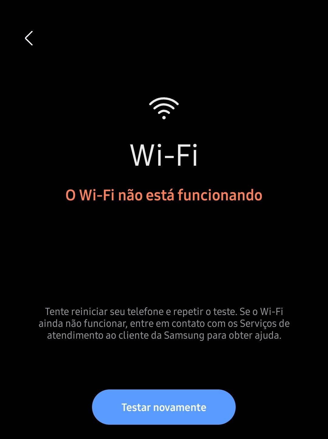Erro no teste do wifi - Samsung Members