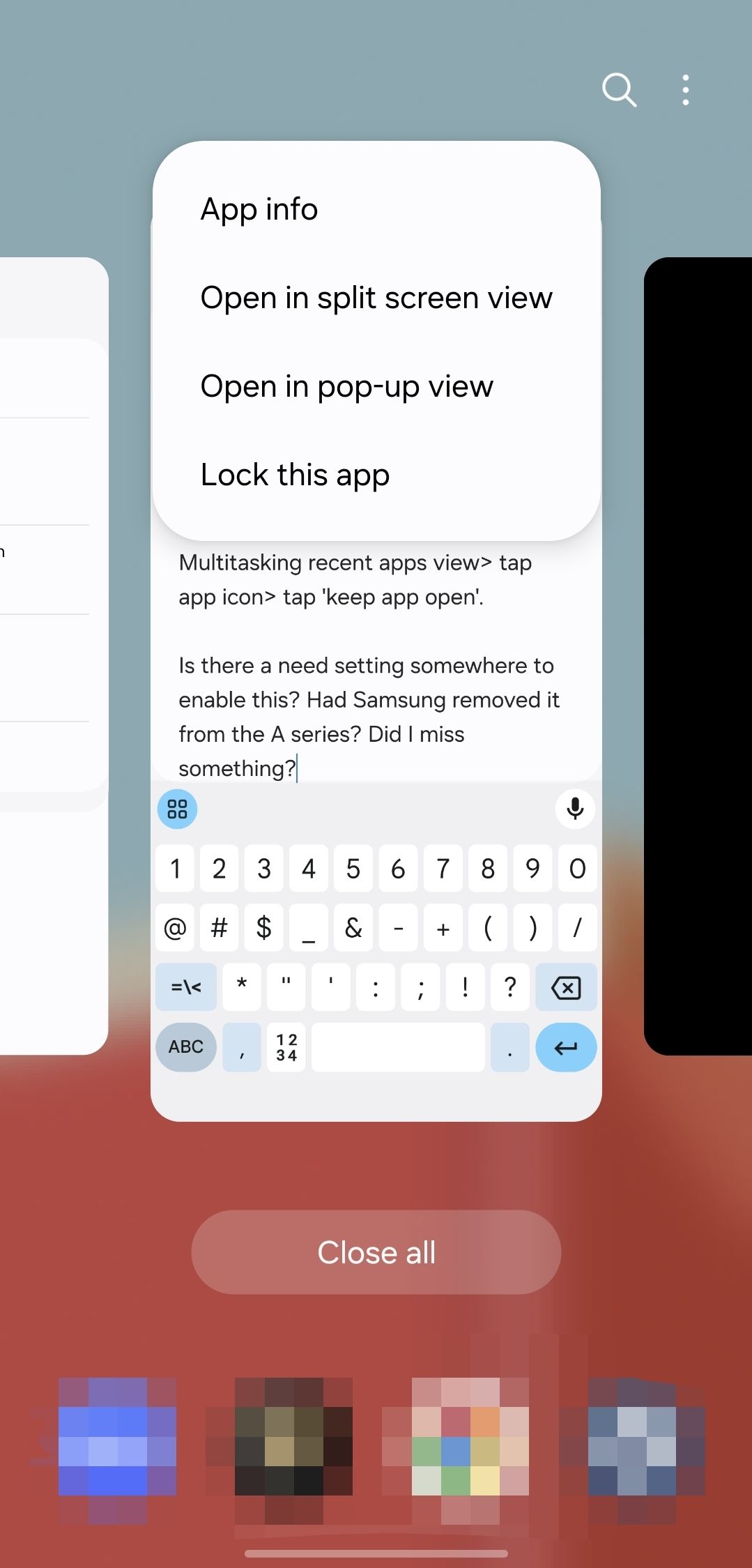What happened to the 'Keep app open' button? - Samsung Members