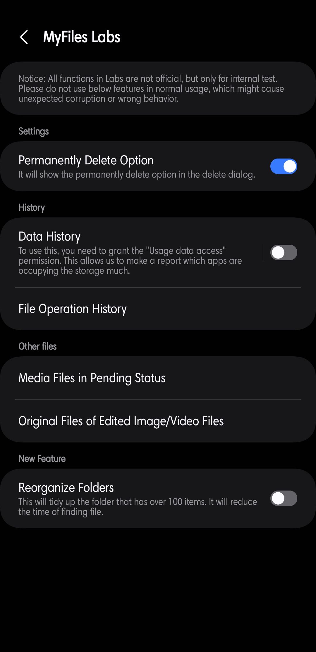 Labs Feature in My Files App - Samsung Members