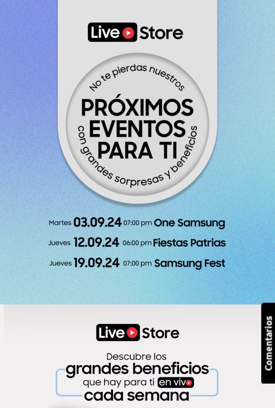 Fechas LiveStore Septiembre - Samsung Members