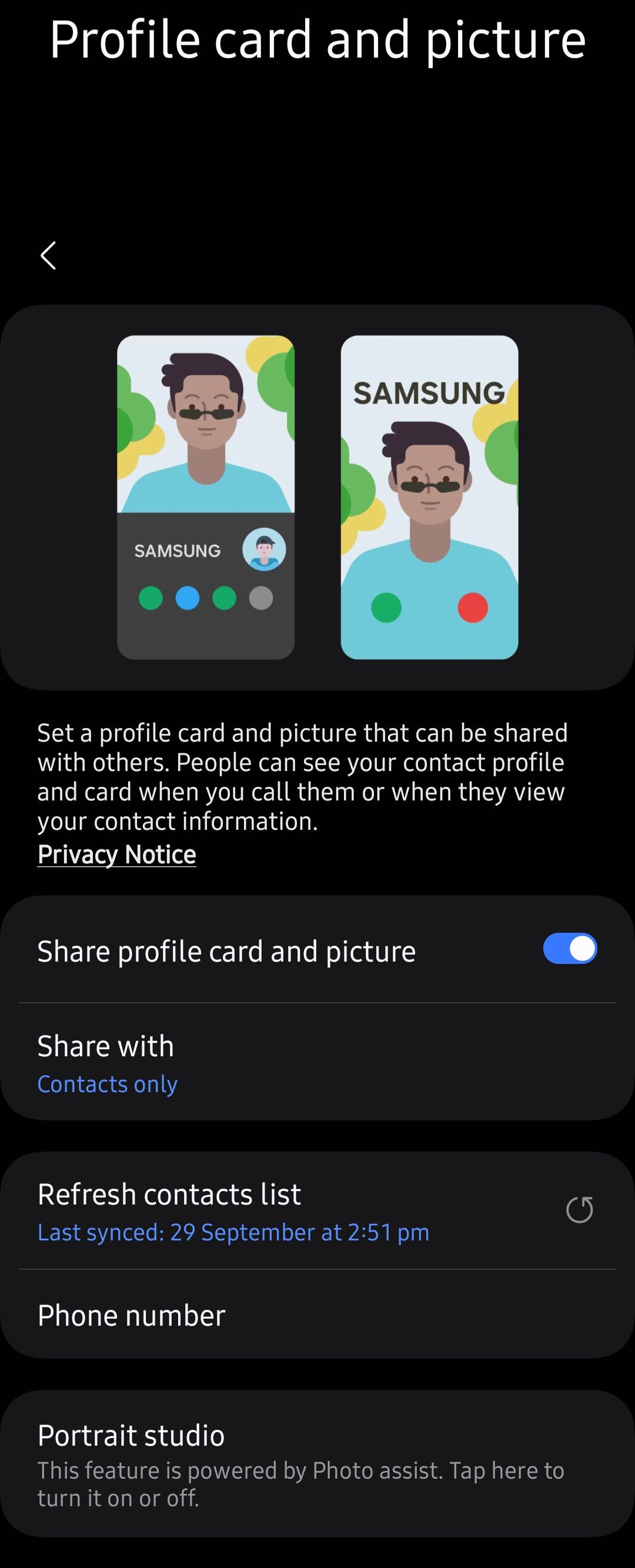 Samsung Profile Card and QR code - Samsung Members