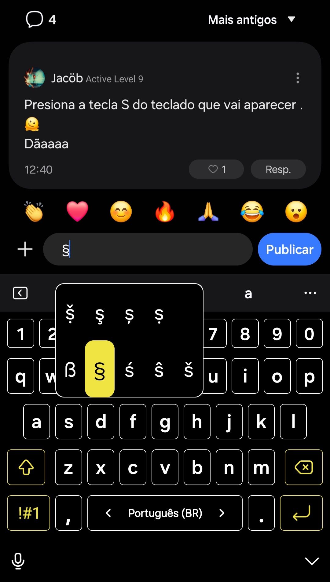 Ausência do símbolo "§" no teclado samsung. - Samsung Members