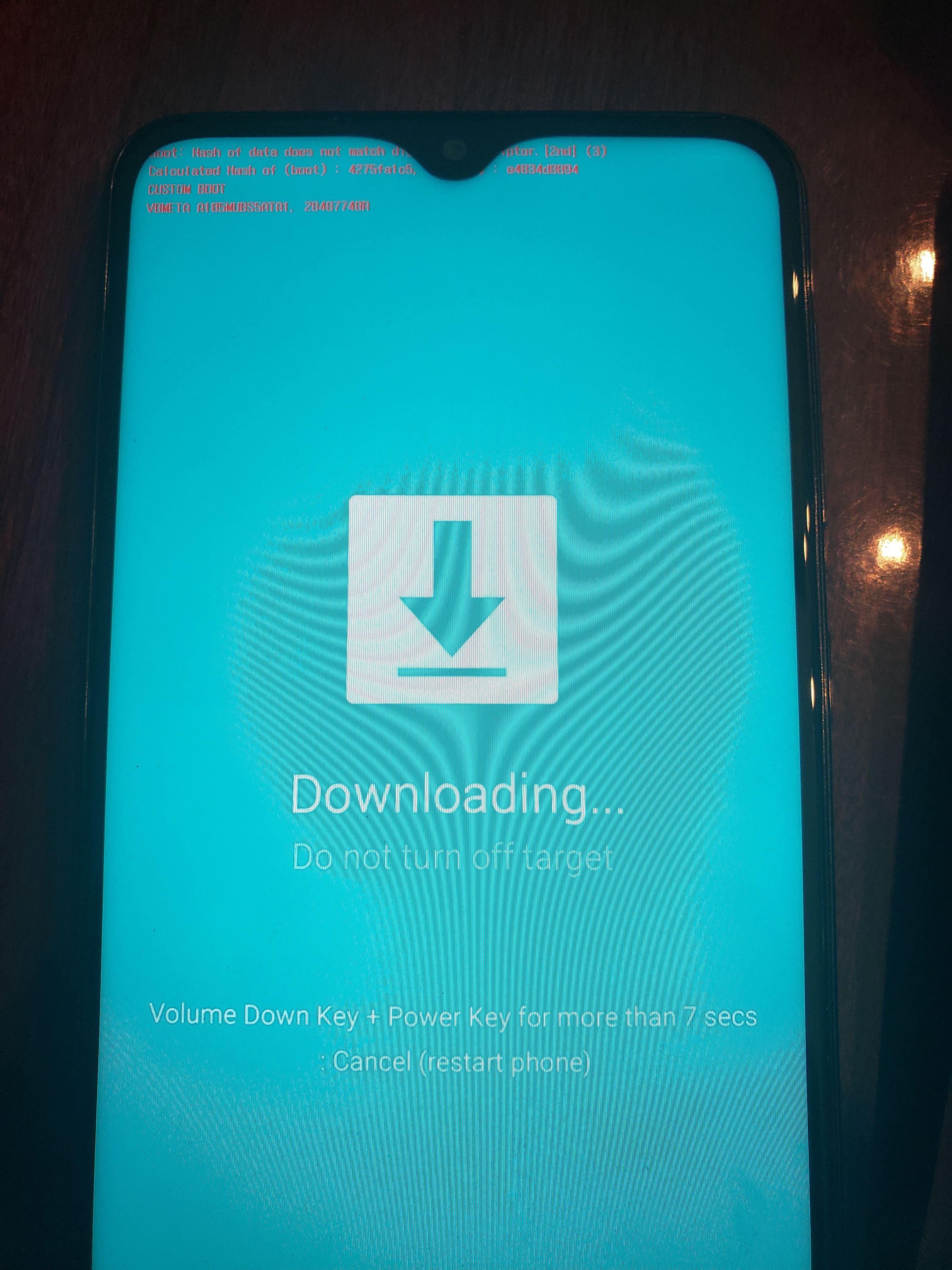 Boot: Hash of data error. Stuck on Download scree... - Samsung Members