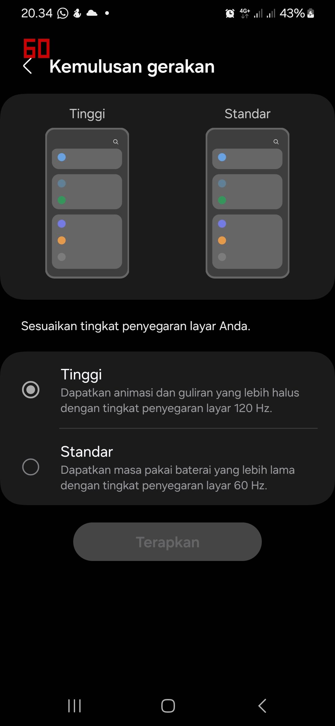Masalah tampilan penyegaran 120hz gk ke lock - Samsung Members