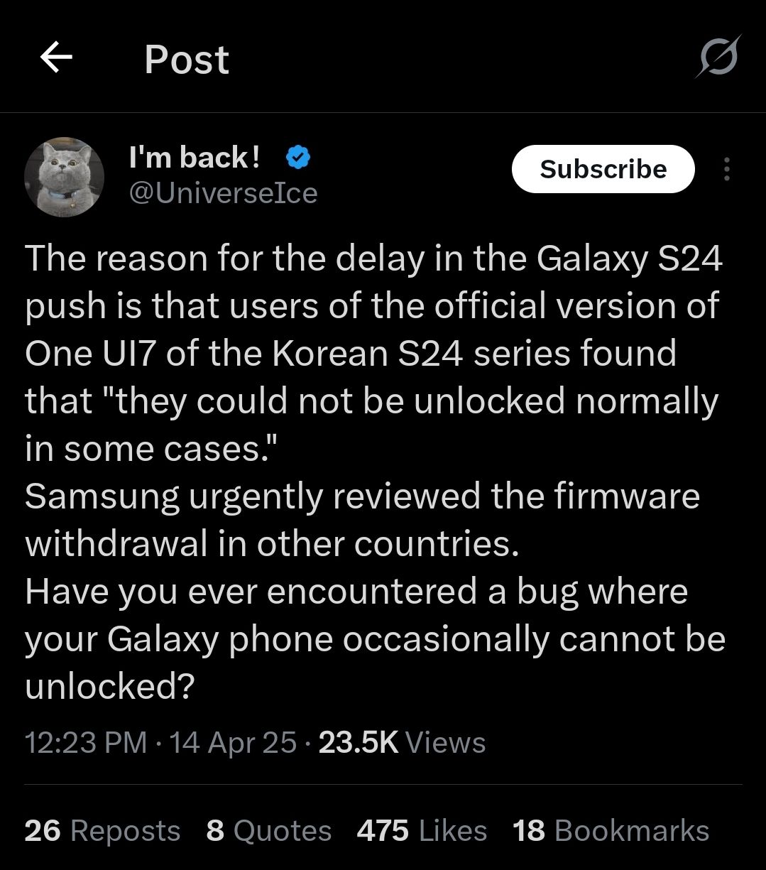 Solved: One UI 7 Delayed - Samsung Members